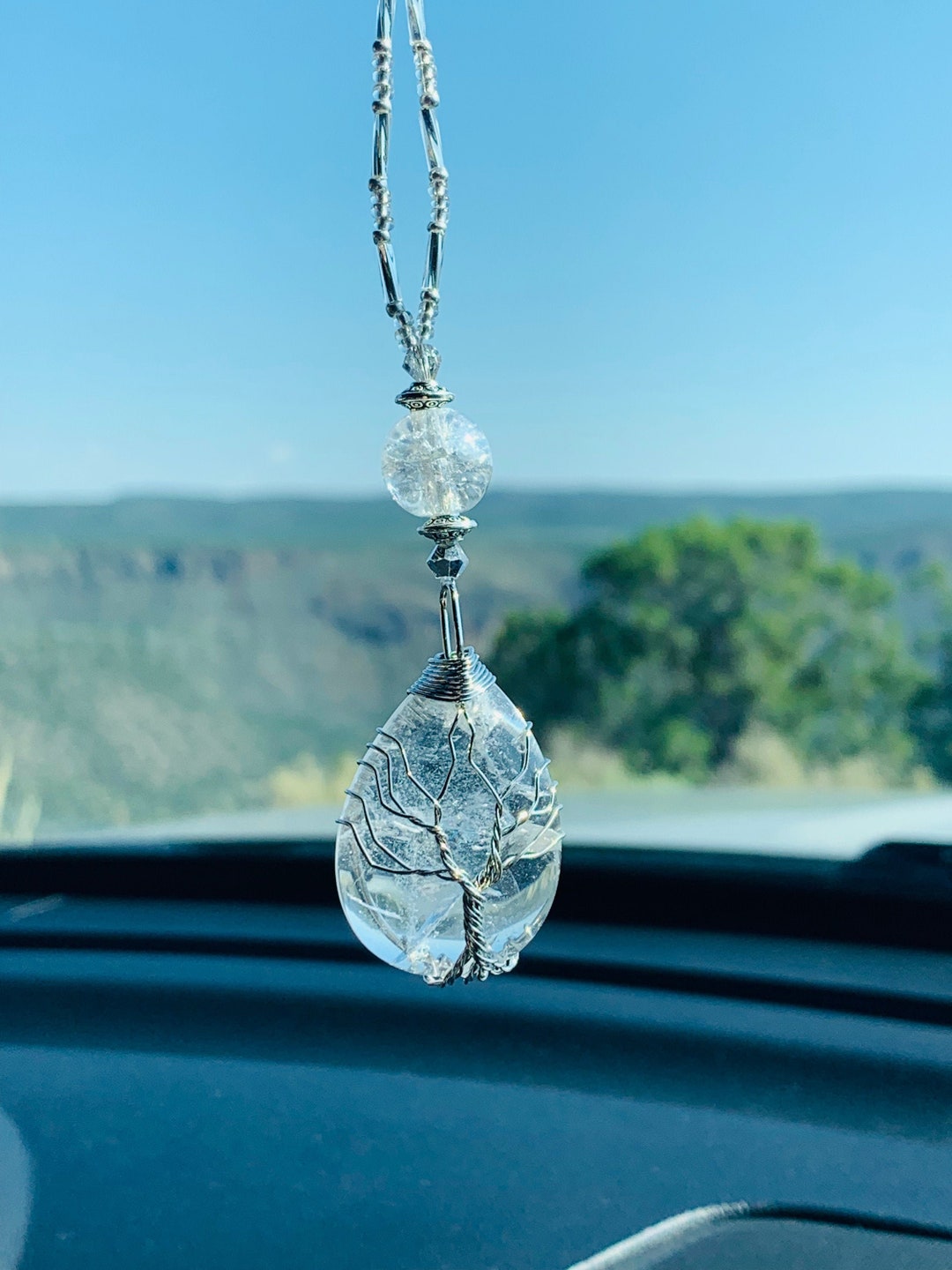 TREE OF LIFE (crystal & Silver) Car Charm, Car Accessories Rear View ...