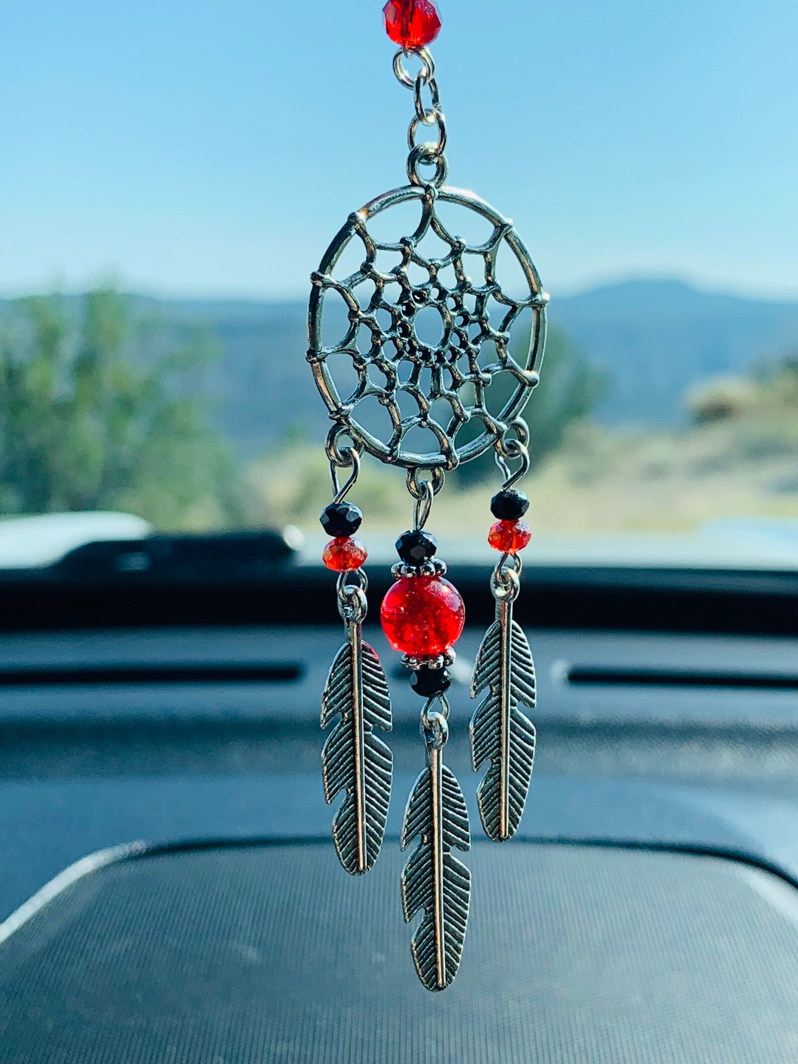 DREAMCATCHER red Car Accessories Rear View Mirror Car Charm - Etsy