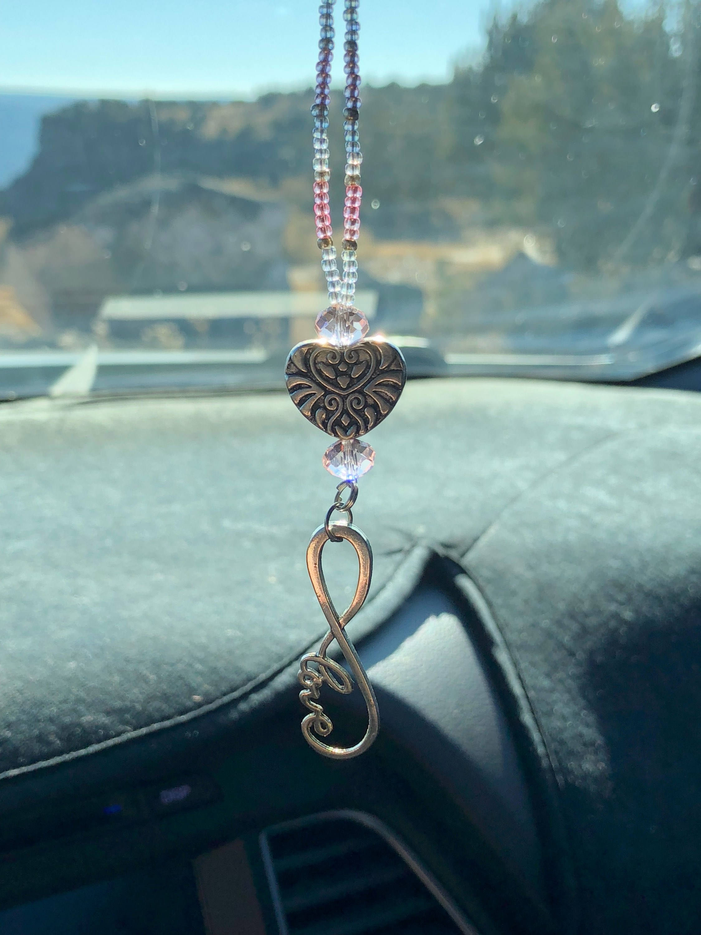 LOVE INFINITY (pink & Crystal) Car Accessories Rear View Mirror Car ...