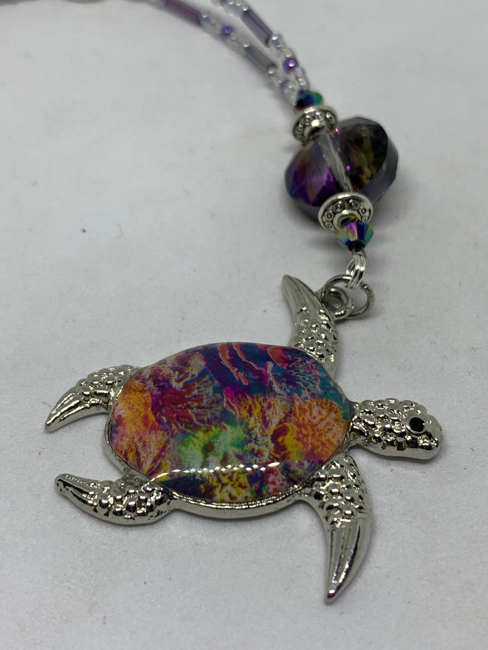 SILVER TURTLE LRG With Swirl Design silver With Purple & - Etsy