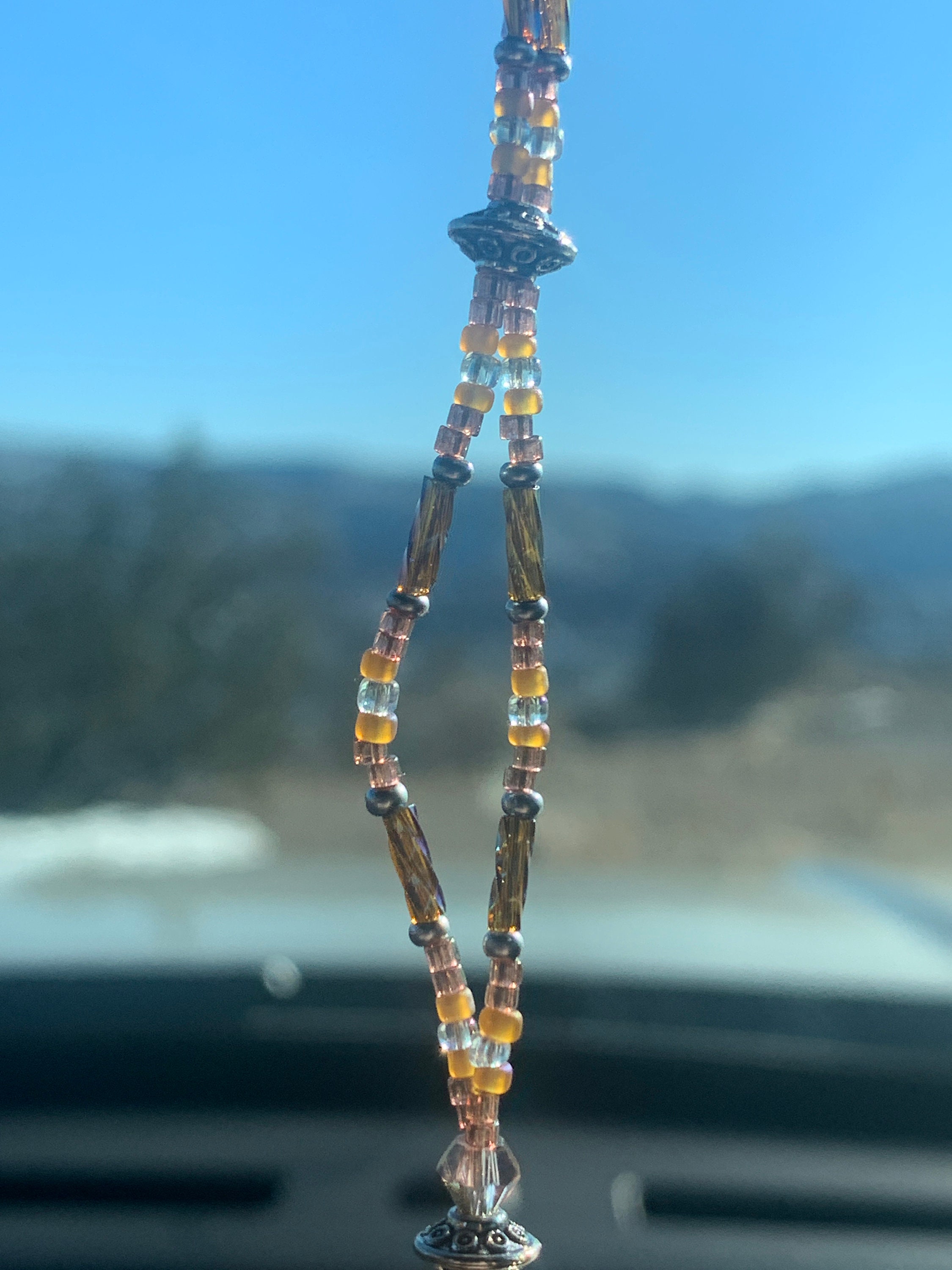 DRAGONFLY (amber-gold-crystal) Car Charm, Car Accessories Rear View ...