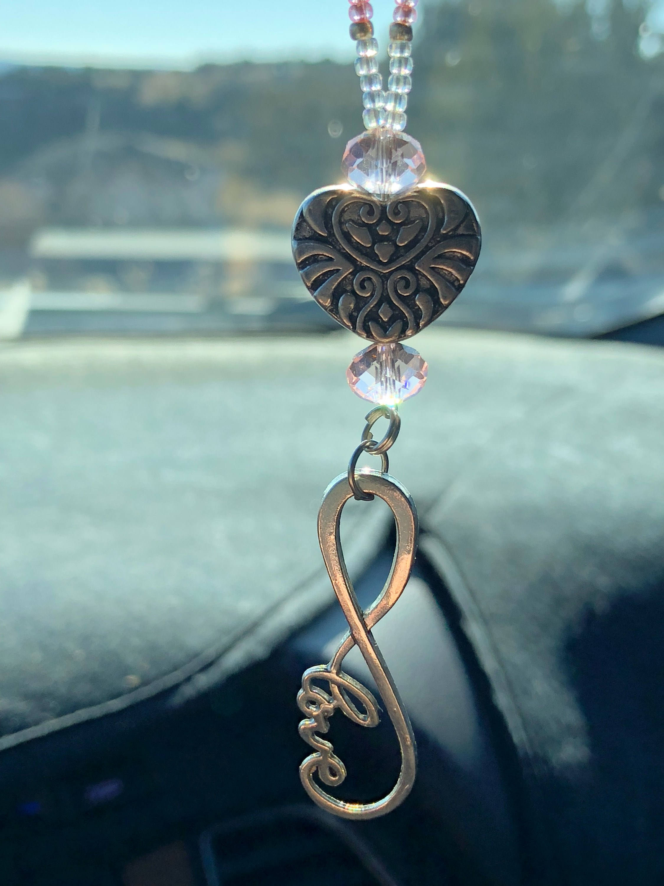 LOVE INFINITY (pink & Crystal) Car Accessories Rear View Mirror Car ...