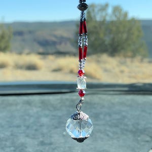 CRYSTAL (crystal With Red) Gem-car Charm, Car Accessories Rear View ...