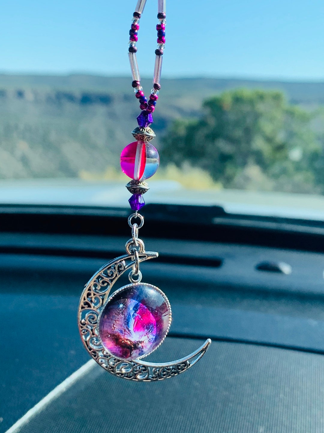 CRESCENT MOON & Solar System With Moon (purple-pinks-black) Car ...