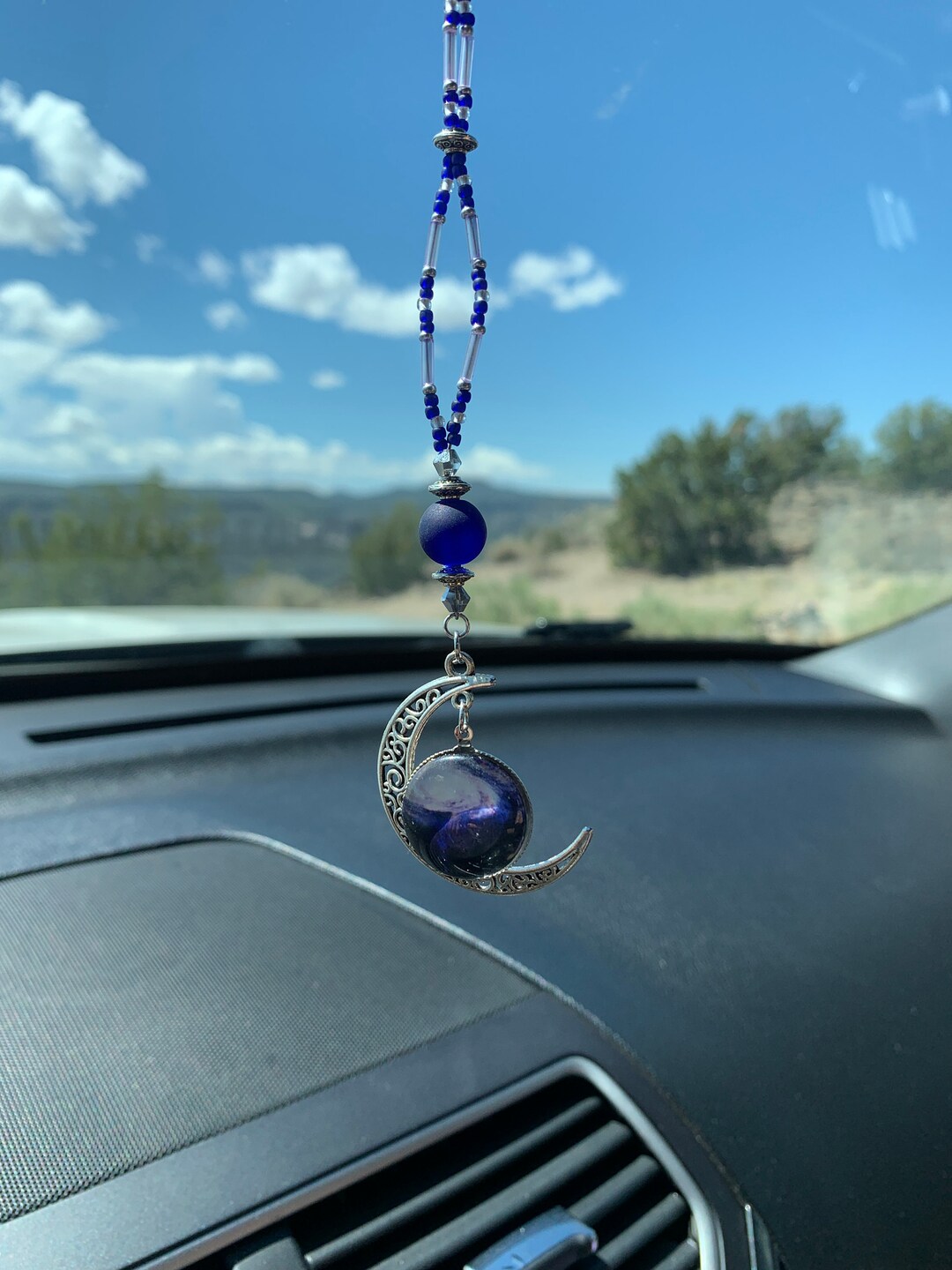 CRESCENT MOON & Solar System-car Charm, Car Accessories Rear View ...