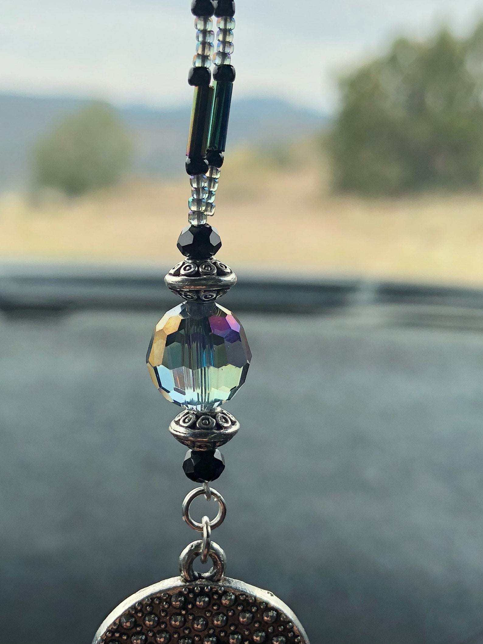 SKULL silver W/ Purple Dangle Car Accessories Rear View | Etsy