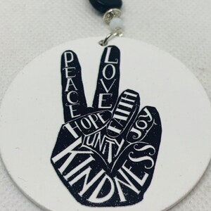 PEACE- Love-kindness-(black & White) Car Accessories Rear View Mirror ...
