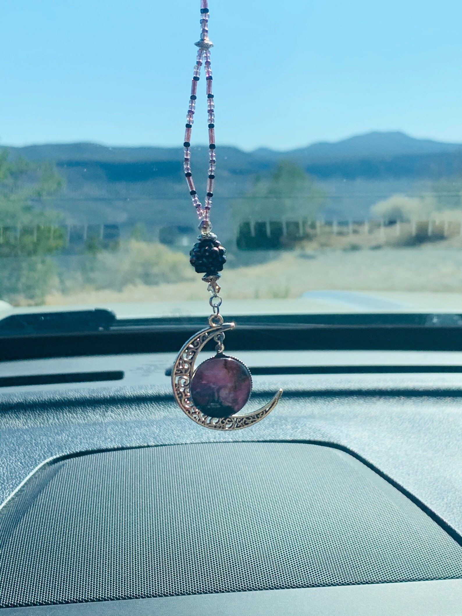 CRESCENT MOON & Solar System (pinks -mauaves) Car Accessories Rear View ...