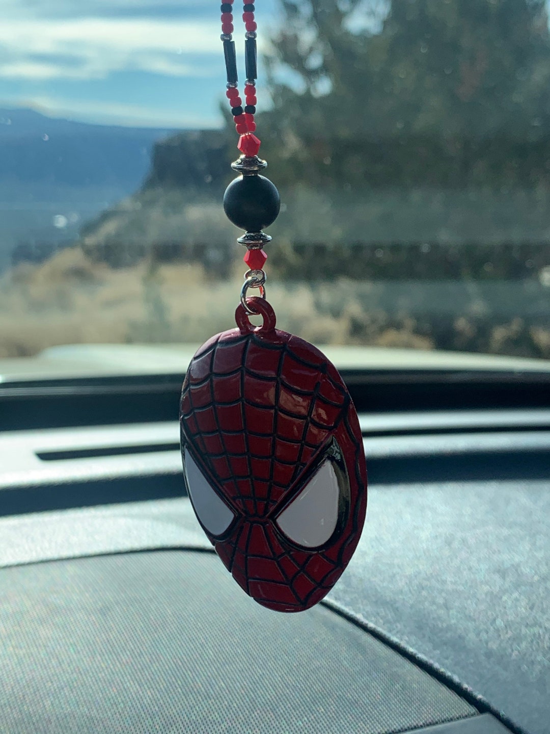 SPIDER Face-xl(red-blk) Car Charms, Car Accessories Rear View Mirror ...