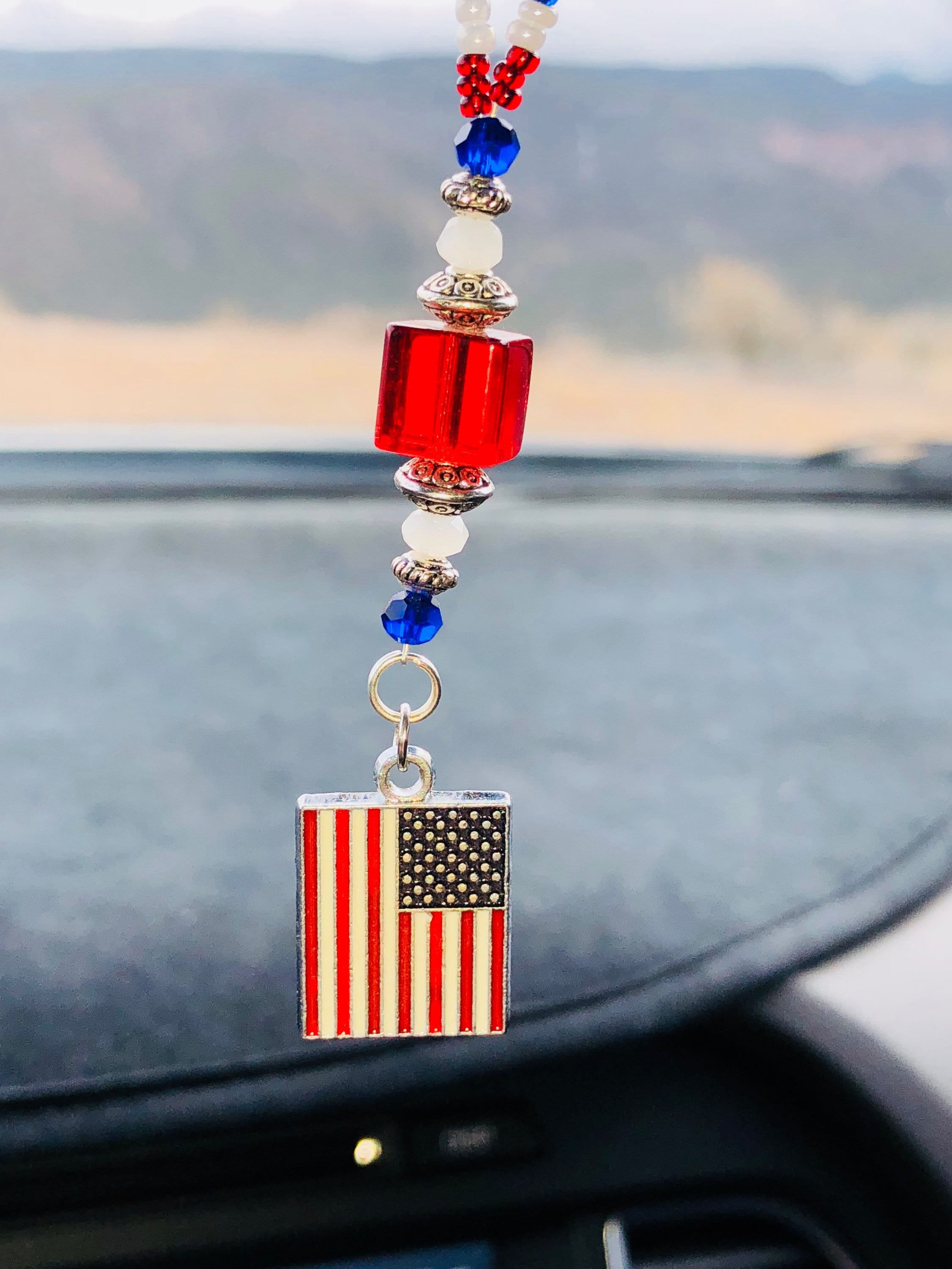 AMERICAN USA FLAG Red-White-Blue Car Accessories Rear View | Etsy
