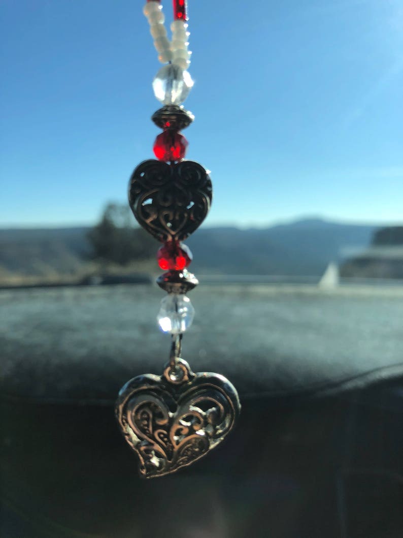 HEART (red & Pearl) Car Accessories Rear View Mirror Car Charm - Etsy
