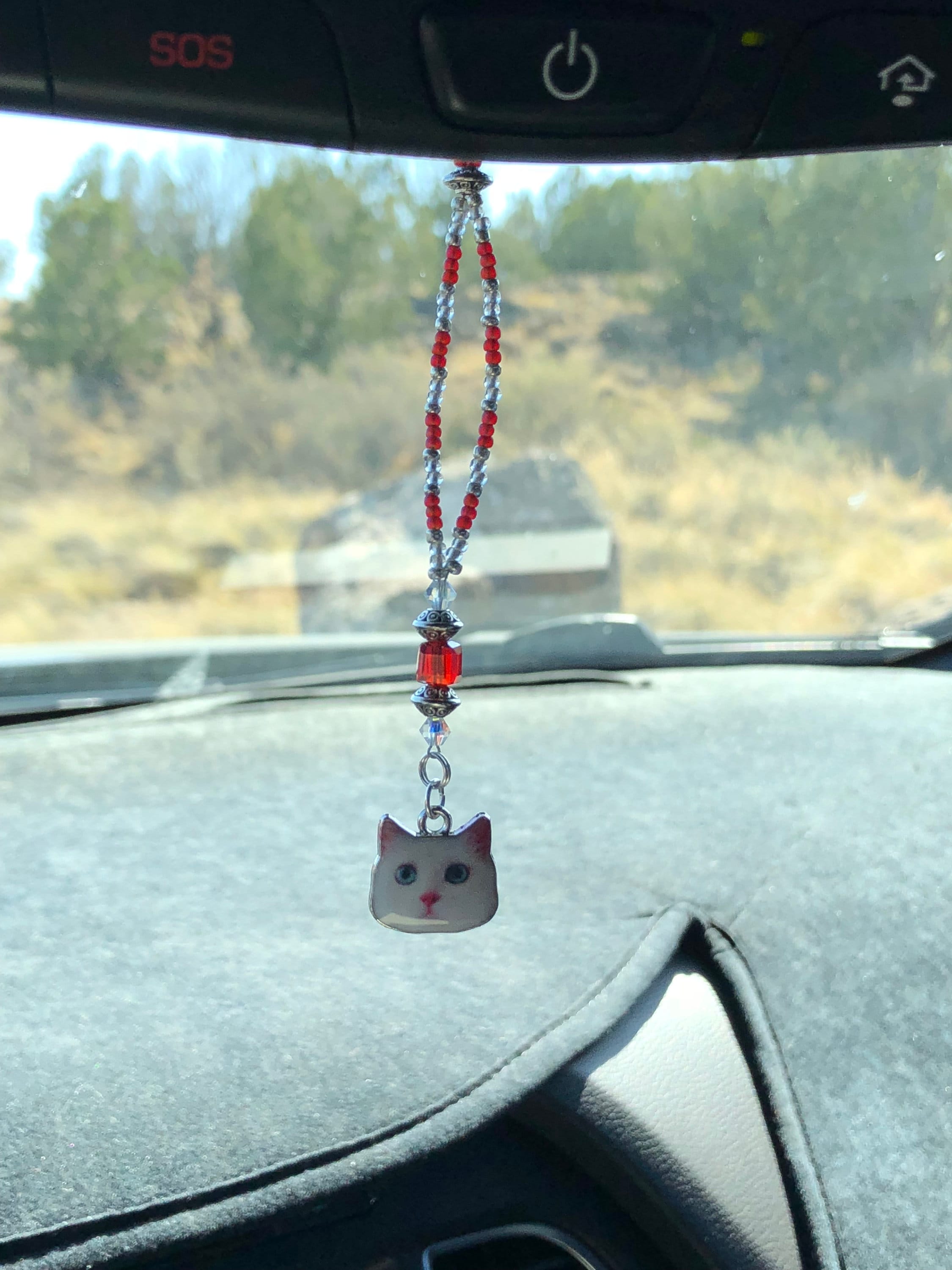 Cat rear view mirror charm store
