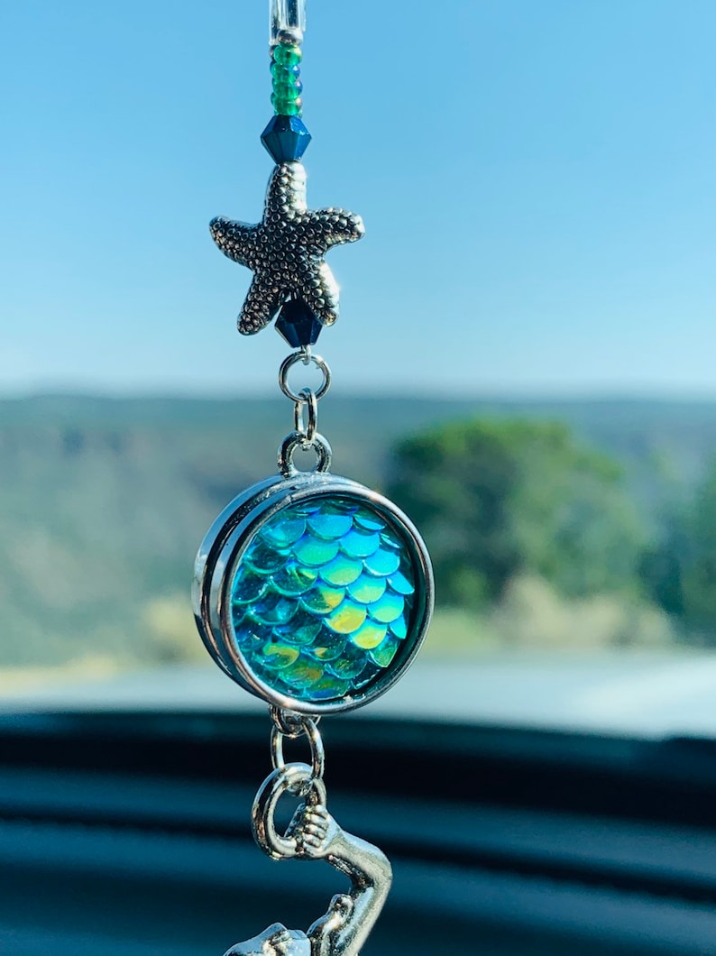 MERMAID blue-green Gem Car Charm Car Accessories Rear View - Etsy