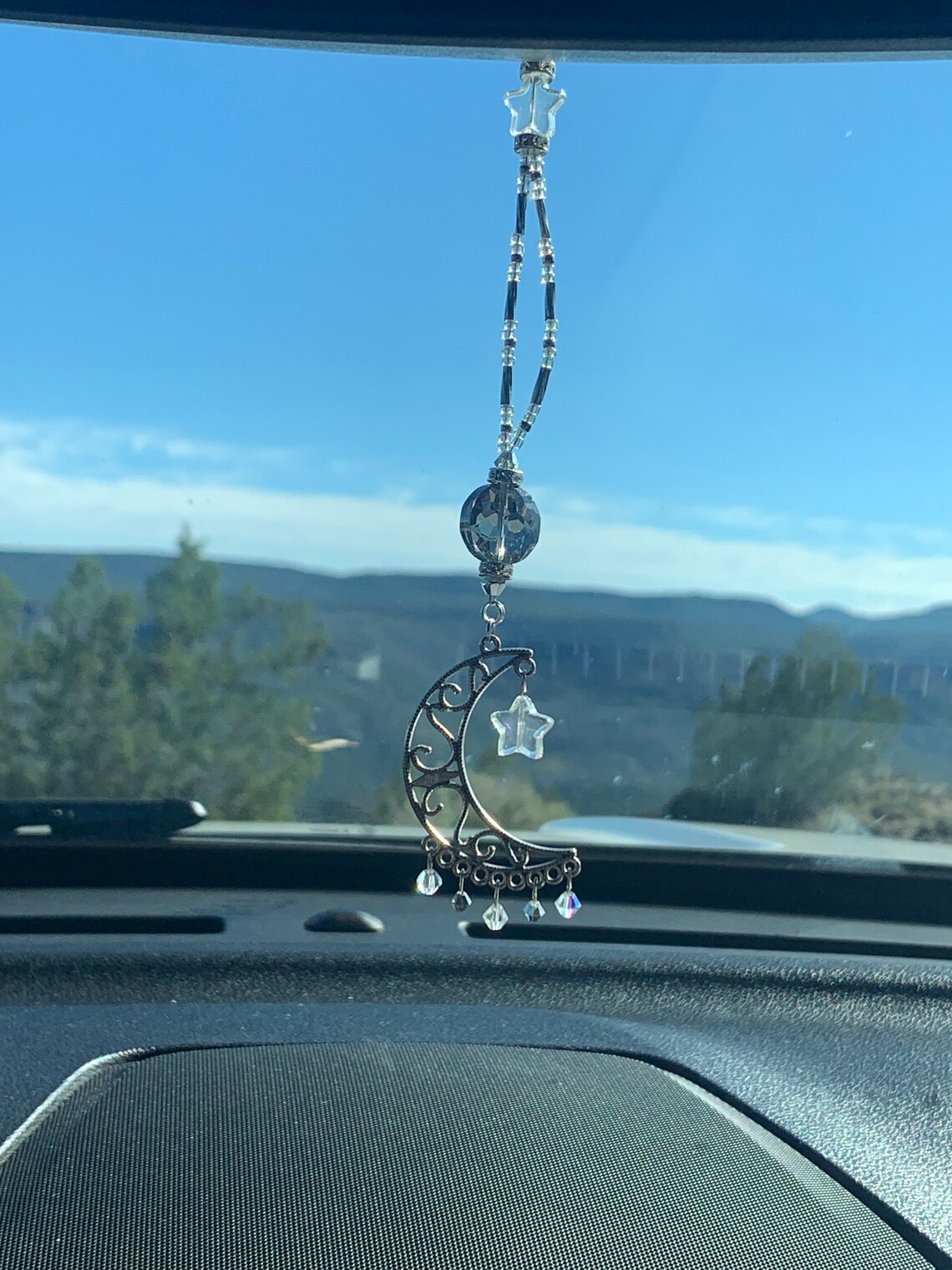 CRESCENT MOON W/ Crystals & Moon Car Charm Car Accessories - Etsy