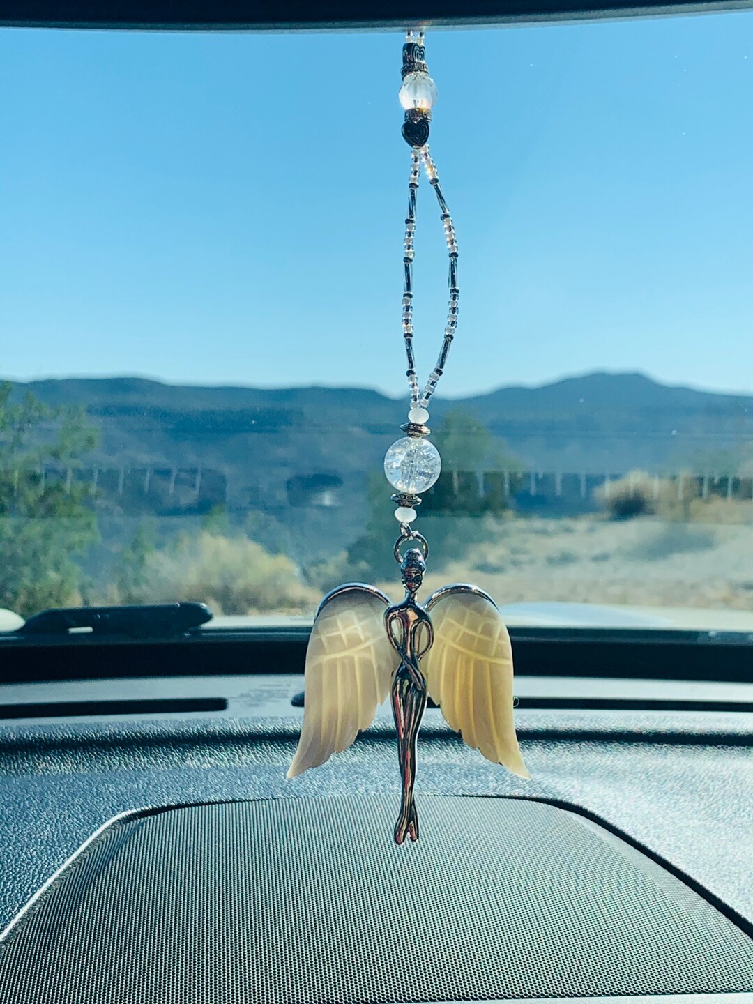 ANGEL Lg W/pearl WINGS (crystal-pearl) Car Accessories Rear View Mirror ...