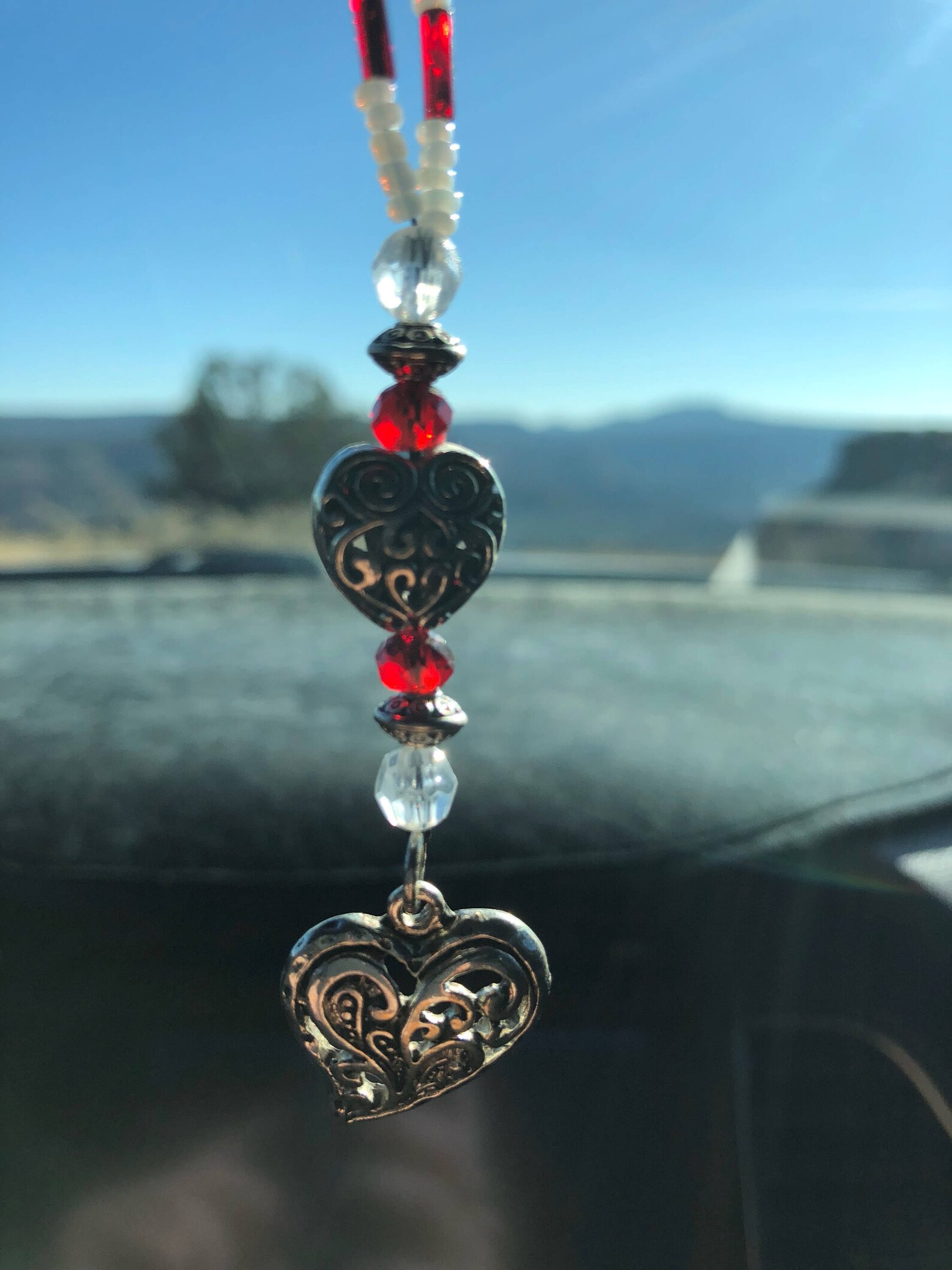 HEART (red & Pearl) Car Accessories Rear View Mirror Car Charm - Etsy