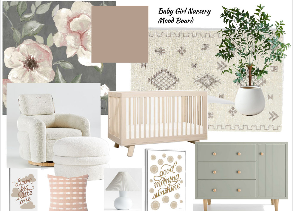 Baby Girl Nursery Mood Board sage Green /dusty Rose - Etsy