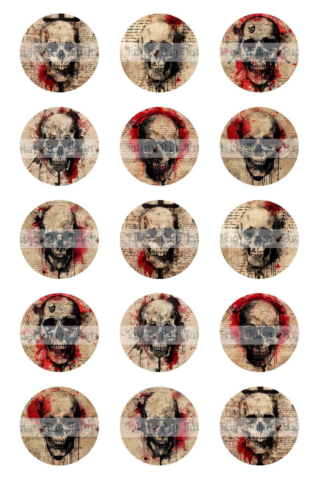 1inch Bloody Skulls Printable Bottlecap - Etsy