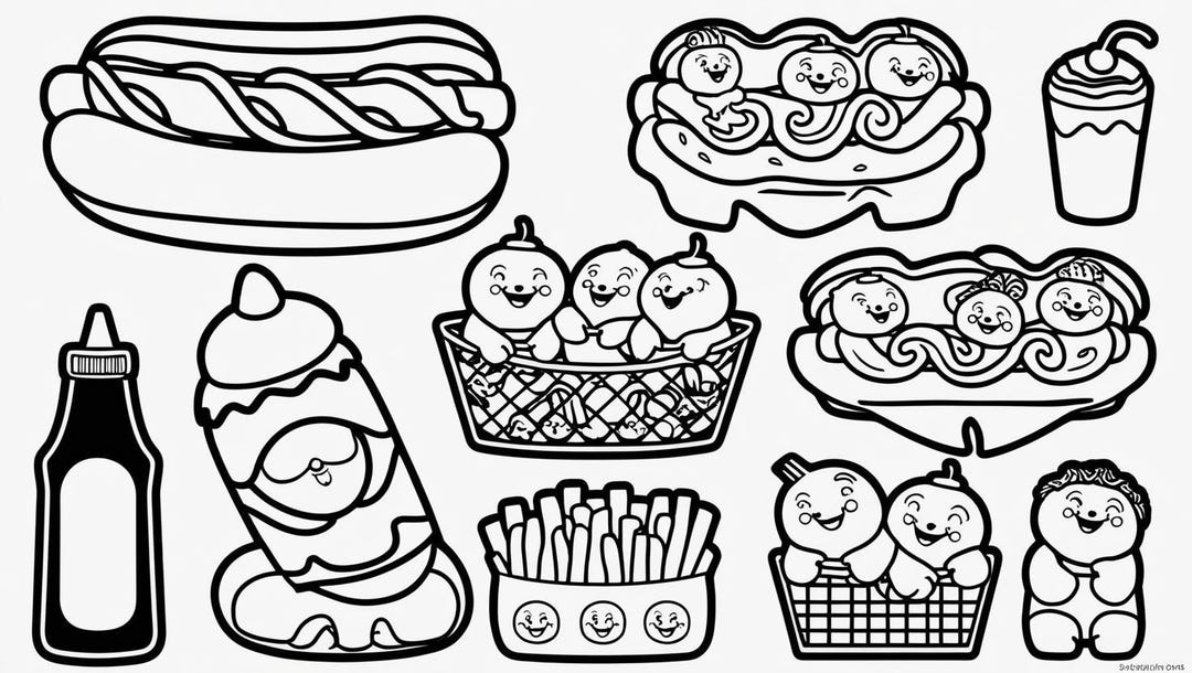 Corn Dog Coloring Page, Corn Dog Hot Dog Coloring Page, Printable Corn ...