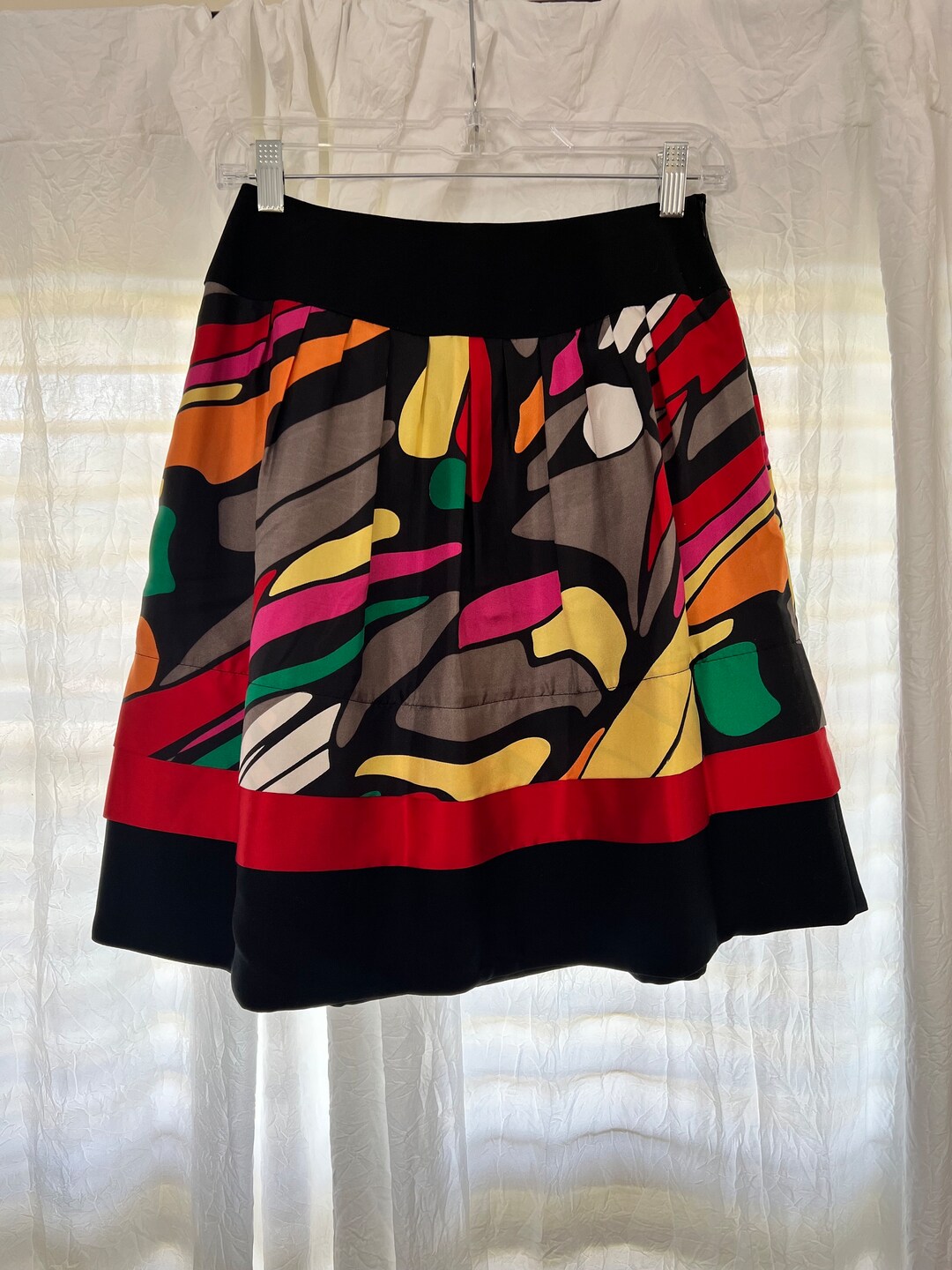 Colorful SILK Skirt Nygard Collection Petites Size 2 Abstract Rainbow ...