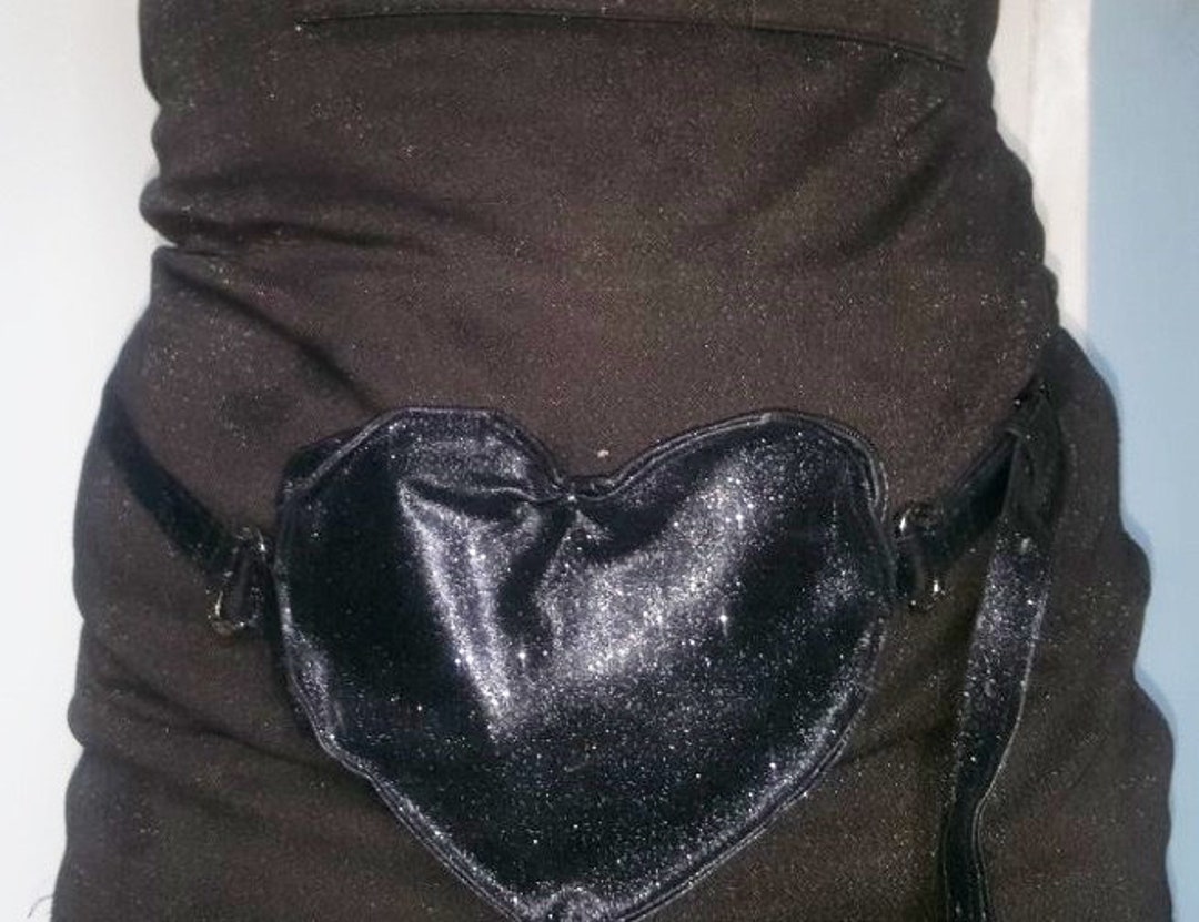 Sparkly Heart Shape Black Fanny Pack Sparkly Fanny Pack Etsy
