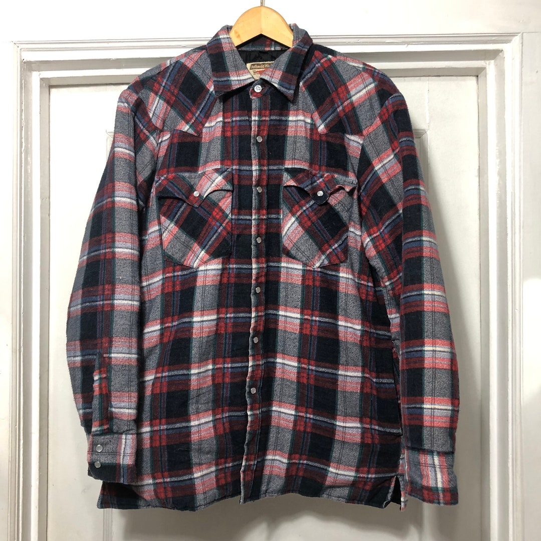 Vintage Flannel Shirt Jacket by Authentic Western Youngbloods - Etsy