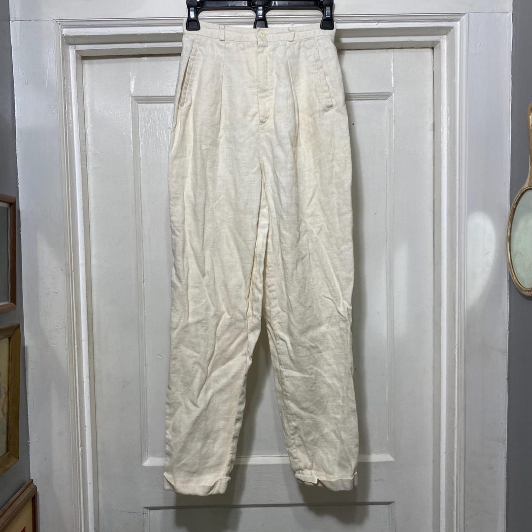 Vintage White Linen Pants High Waisted - Etsy