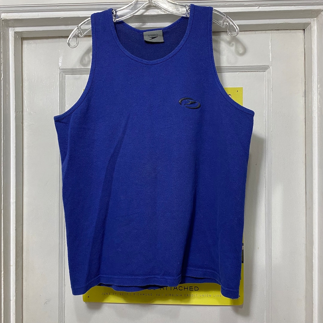 Vintage Dark Blue Textured Speedo 90s Tank Top - Etsy