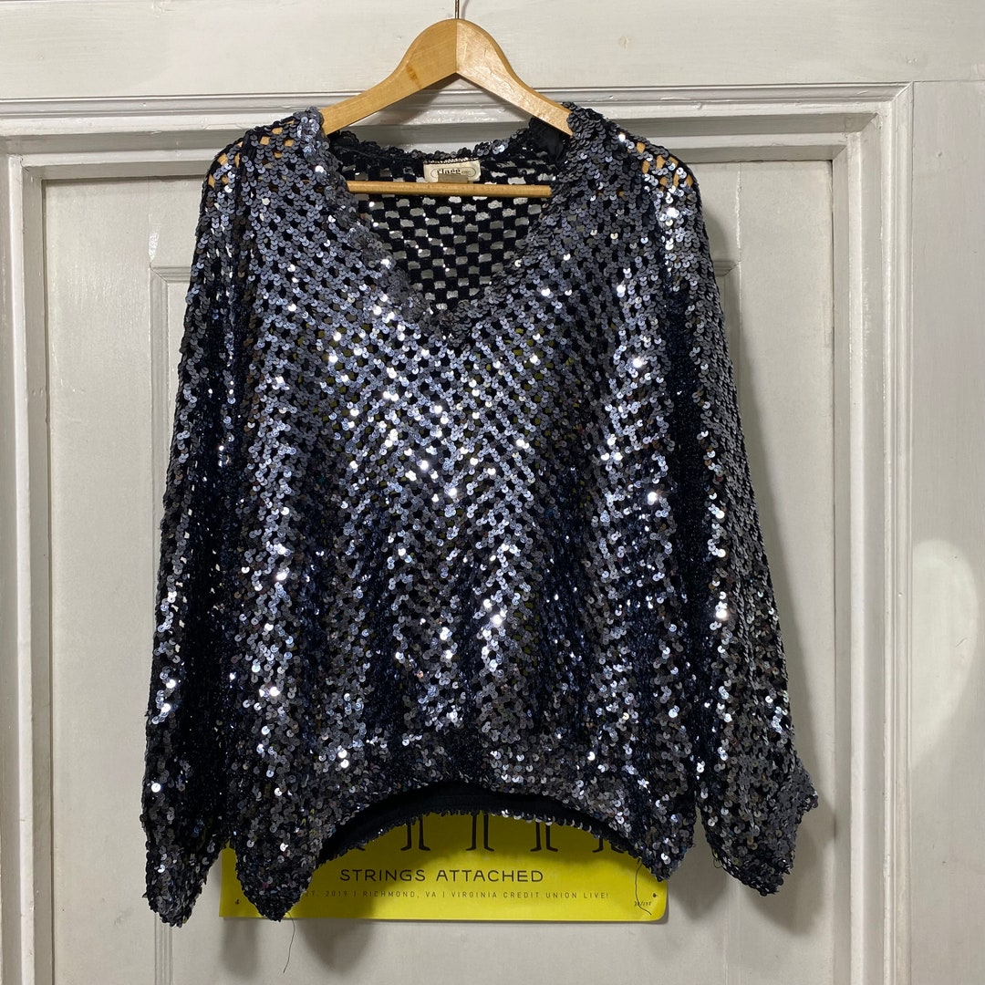 Vintage Mesh Sequin 70s Disco Top - Etsy