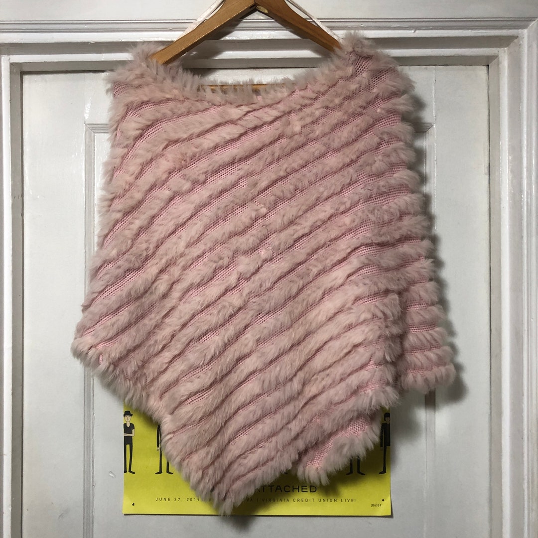 Vintage Acrylic and Angora Fur Baby Pink Mini Poncho - Etsy