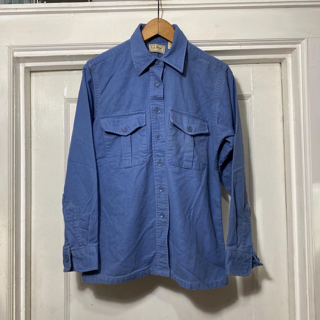 Vintage L.L. Bean Dusty Blue Button Down Chamois Cloth Shirt - Etsy