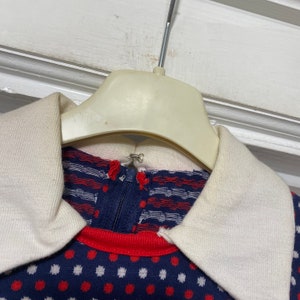 Vintage 1960s/70s Polka Dot Red White and Blue Long Sleeved Knit Top - Etsy