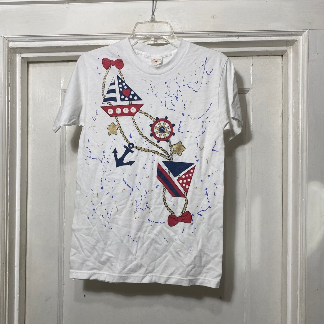 Vintage Nautical Themed Splatter Paint Single Stitch T-shirt - Etsy