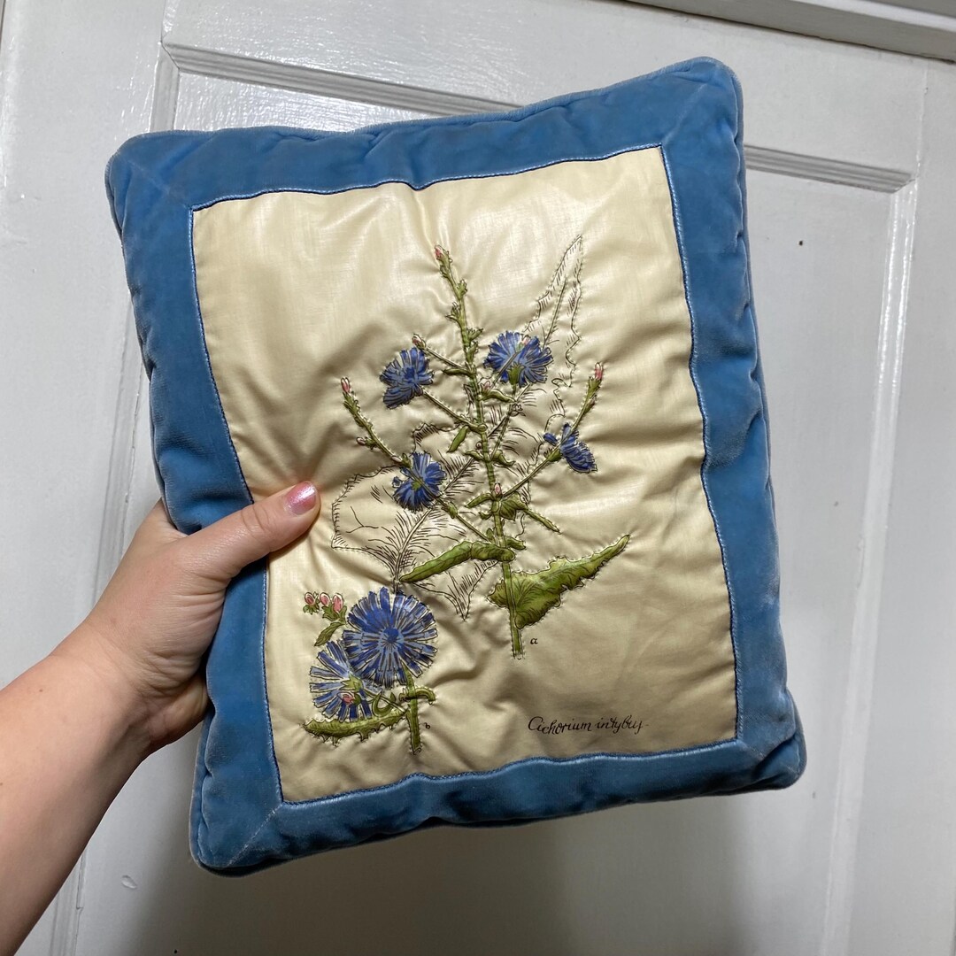 Vintage Chicory Embroidered Velvet Mini Throw Pillow - Etsy