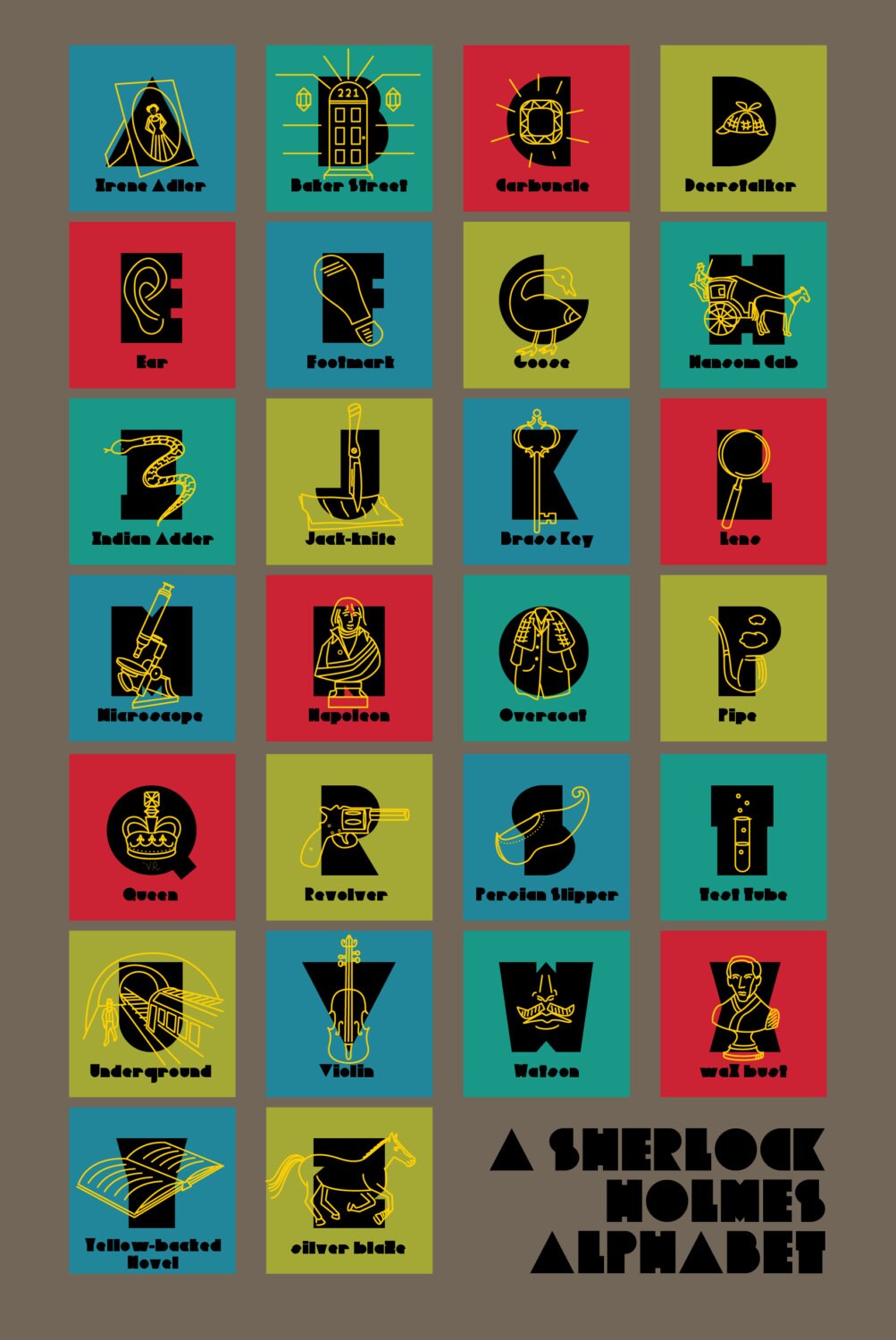 Sherlock Holmes Alphabet Poster From A to Z - Etsy