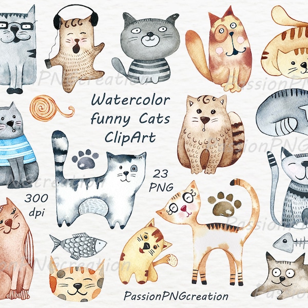 Watercolor Cat - Etsy