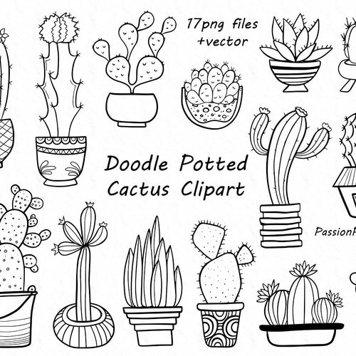 Doodle Potted Plants Clipart Hand Drawn Plants Potted - Etsy