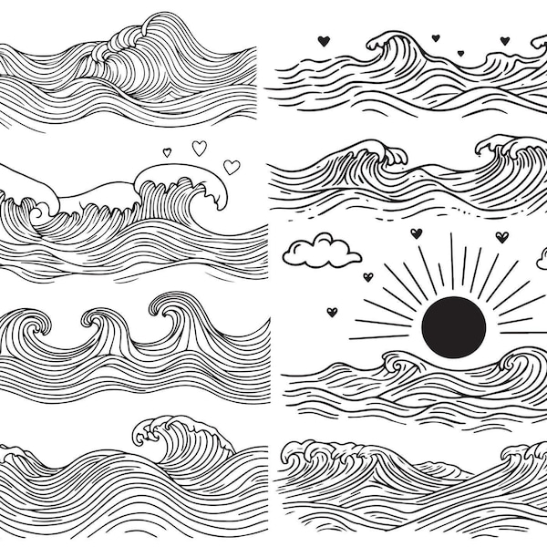Wave Line Drawing - Etsy