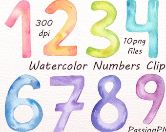 Alphabet Watercolor Alphabet Clipart Number Watercolor - Etsy