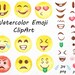 Watercolor Emoji Clipart, DIY, Watercolor Clip Art, Instant Download ...