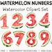 Watermelon Numbers – Watercolor Clipart Set | 12 PNG Files ...