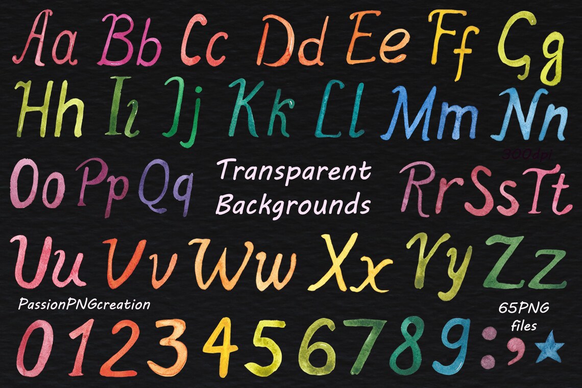 Watercolor Alphabet Clipart Watercolor Letters Rainbow - Etsy