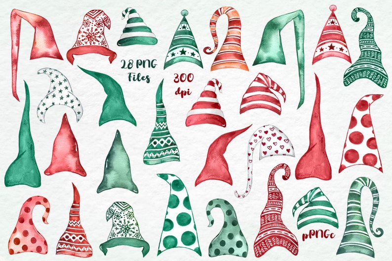 Gnome Bundle Clipart, Watercolor Gnome Clip Art, Christmas Dwarf ...