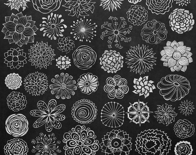 Chalkboard Floral Clipart - Clip Art - Floral Clipart - Chalk Clipart ...