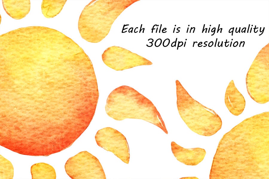 Watercolor Sun Clipart Digital Sun Clip Art Watercolour | Etsy