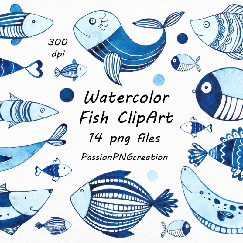 Watercolor Fish - Etsy