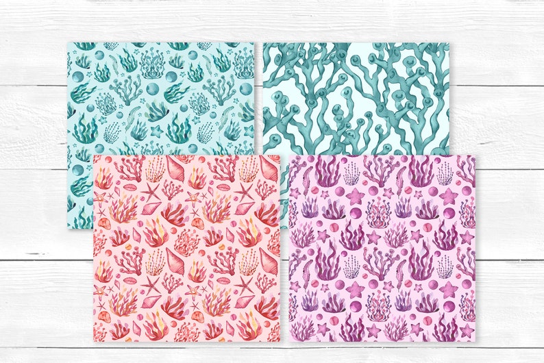 Underwater Seamless Patterns Seaweed Digital Papers Seamless - Etsy