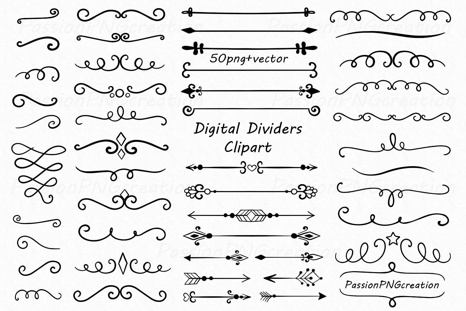 Digital Divider Elements Doodle Dividers Digital Clipart - Etsy UK