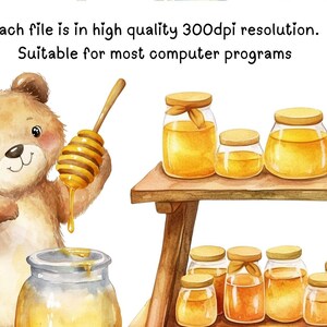 Bee and Honey Clipart Bundle, Cute Watercolor Bees, Honeycomb ...