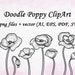 Doodle Poppy Clipart, Hand Drawn Poppy, Vector Poppy, Poppy Svg Bundle ...